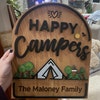 Happy Campers Personalized Welcome Sign | Camper Door Hanger | Wooden ...