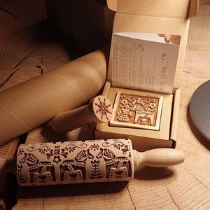 No. R103 BOHO-CHIC STYLE 3, Rolling Pin, Embossed Rolling Pin, Engraved ...
