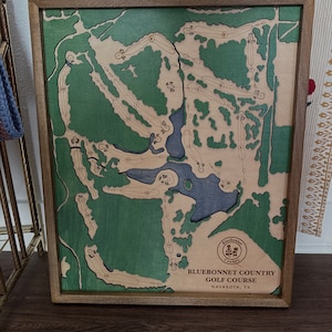 Custom Golf Course Map Engraved Golf Map Custom Golf Picture Wooden ...