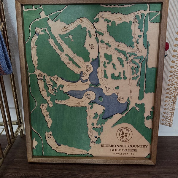 Custom Golf Course Map Engraved Golf Map Custom Golf Picture Wooden ...