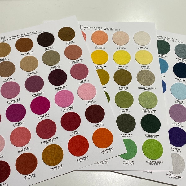 Felt Swatch Chart // Benzie // Color Samples, Felt Fabric Swatches ...