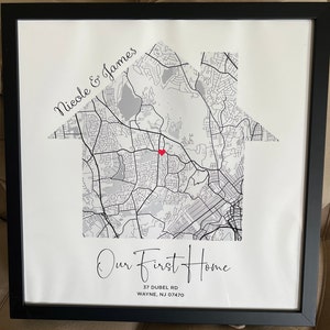 First New Home Gift for Couple House Shaped Map Poster Custom City Map ...