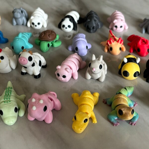 3D Printed Articulated Mini Creatures - Fidget Animal - Baby Animals - Etsy