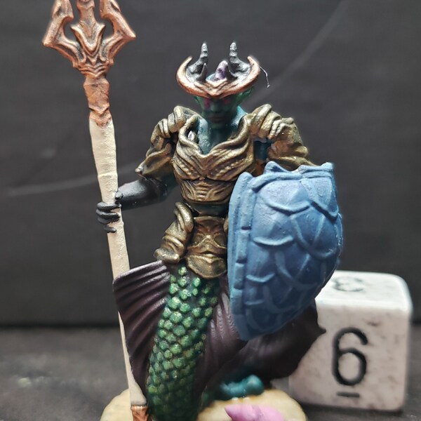 Dnd Merfolk King With Trident Merman Mermaid Mini RPG D&D Dungeons and ...