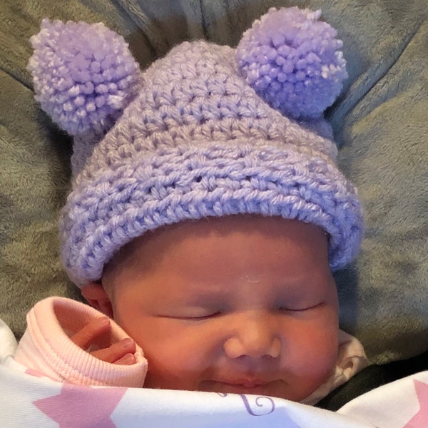 Newborn Baby Girl Hat 65 Colors Mini Pom Pom Baby Bear Winter Beanie ...