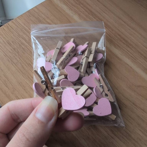 Mini Wooden Heart Pegs 30mm Craft, Wedding, Christmas, Vintage, Photo ...