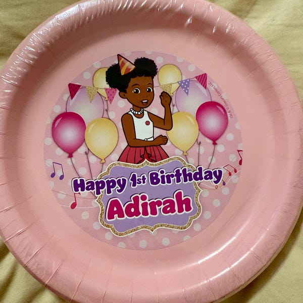 Gracie's Corner Custom Party Plates, Personalized Meal Plates, Pink ...