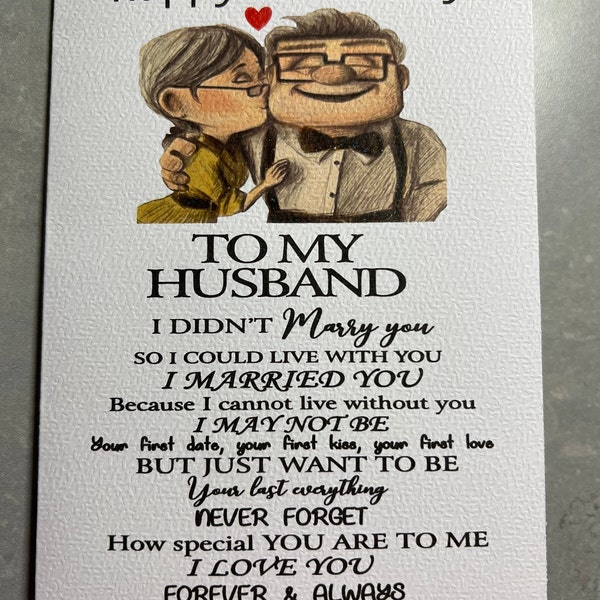 Happy Birthday Card, Husband Birthday Card, Up, Card for Him, Hubby ...