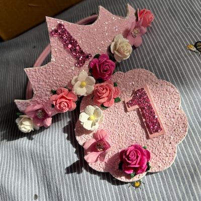 Birthday Tiara and Badge, Purple Princess Tiara, Purple Birthday Badge ...