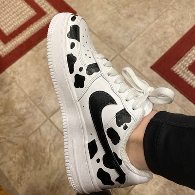 Cow Design Nike Air Force 1 Black Check Cow Print Custom Cow Air Forces ...