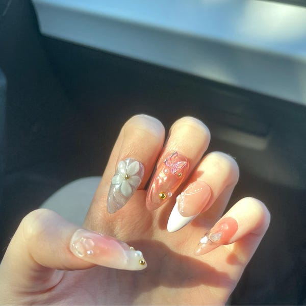 Lily Garden Press on Nails, Bright and Bold Flower Fake Nails, Tropical ...