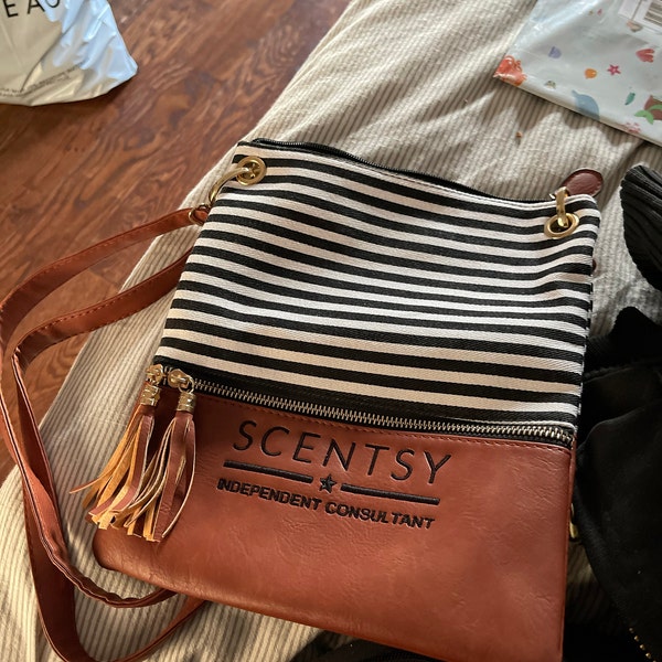 Authorized Scentsy Vendor Crossbody Striped Brown Leather Tassle ...