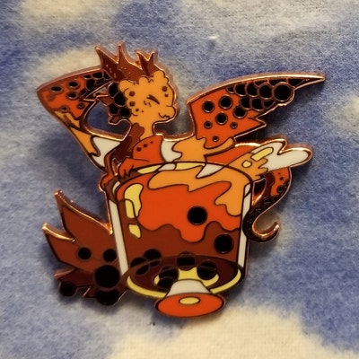 Thai Tea With Boba Dragon Enamel Pin Bubble Tea Dragon - Etsy