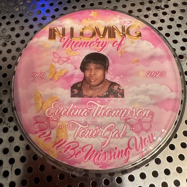 Pink Gold in Loving Memory Heaven Stairway Template Memorial Button Pin ...
