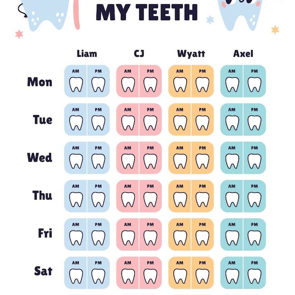 Printable I Brushed My Teeth Chart, Kids Teeth Brush Tracker, Teeth ...