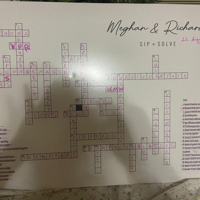 Generic Wedding Crossword Puzzle, Wedding Puzzle, Wedding Cocktail Hour ...