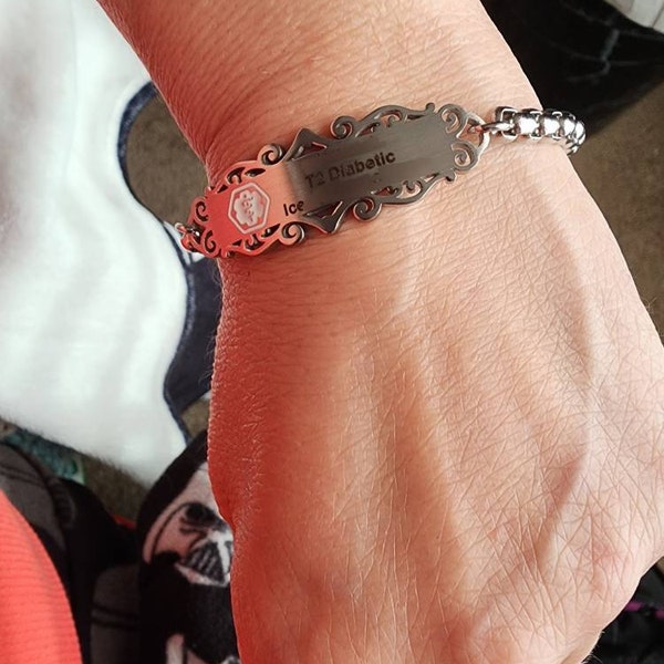 Custom Adjustable Medical Alert ID Bracelet for Women With Free ...