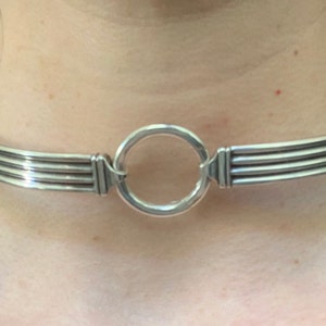 MICRO Solid 925 Sterling Silver Neck Cuff with O | Etsy