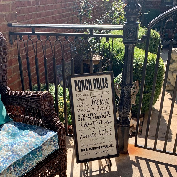 Personalized Porch Rules Sign: Custom Wooden Family Sign, Farmhouse ...