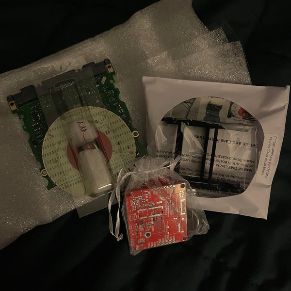 Vintage Punched Computer Punch Card on Mini CD on Circuit Board Clock ...