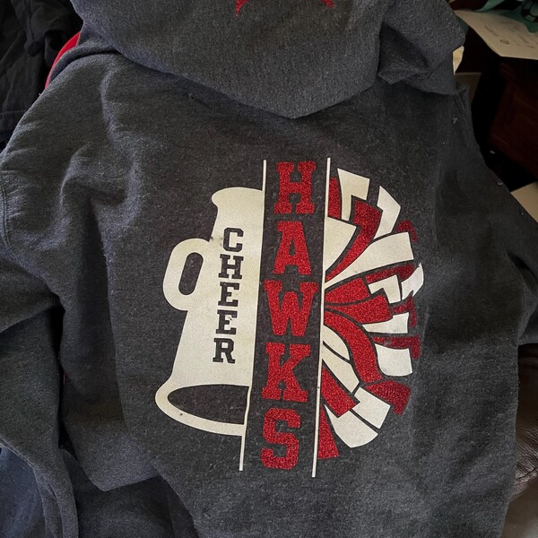 Glitter Cheer Zip Hoodie | Cheer Hoodie | Cheer Bling | Cheer Spirit ...