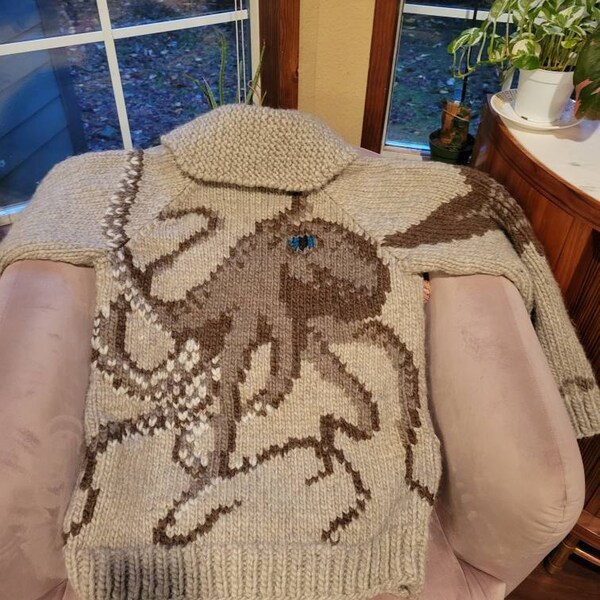 Knitting Pattern for Salish Garden Octopus Sweater Large and Extra ...