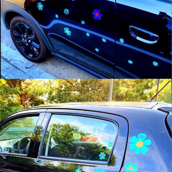 Holographic Decal Set of 14/ Flower Decal Holographic Car Sticker ...