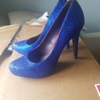 Glitter Heels / Royal Blue Glitter Heels / Wedding Shoes / Sparkle ...