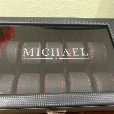 Personalized Carbon Fiber Design Watch Box With White Pillows Holds 10 ...