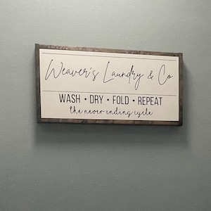 Personalized Laundry Room Sign, Farmhouse Laundry and Co, Wood Framed ...