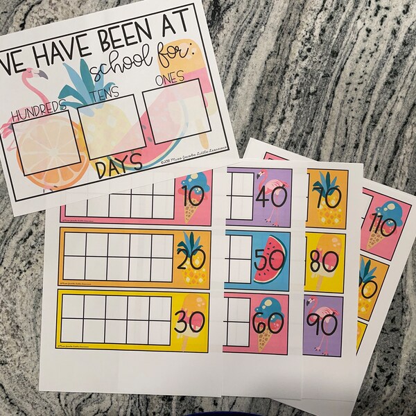 TROPICAL 100 Days of School Tally | 200 Days Countdown | Tropical ...