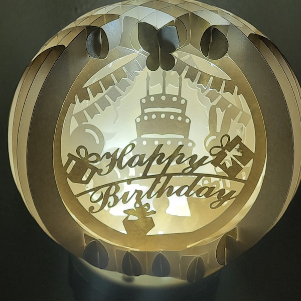 3D Birthday Popup Sphere Papercraft Template, Papercut SVG, Png Pdf ...