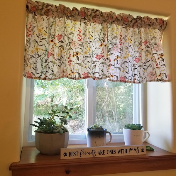 Valance Yellow Shabby Chic Floral Roses Curtain Valance 43"w X 14"l ...