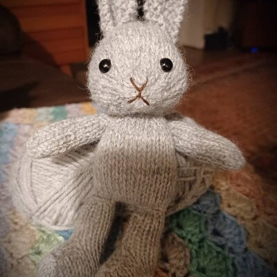 Toy knitting pattern for a small rabbit with removable clothes 7 inches ...