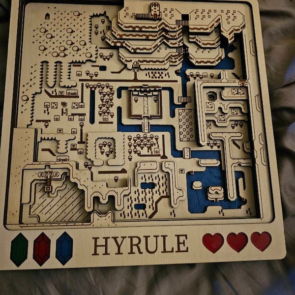 3D Hyrule Video Game Map Laser Cut Wood Multilayer Custom Decor ...