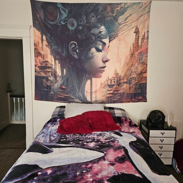 Otherworldly Tapestry, Alien Landscape Wall Art, Trippy Wall Decor ...