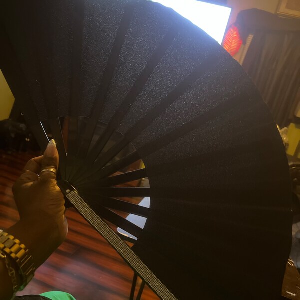 Butterfly Large Rave Festivals Loud Clack Satin Hand Held Folding Fan ...