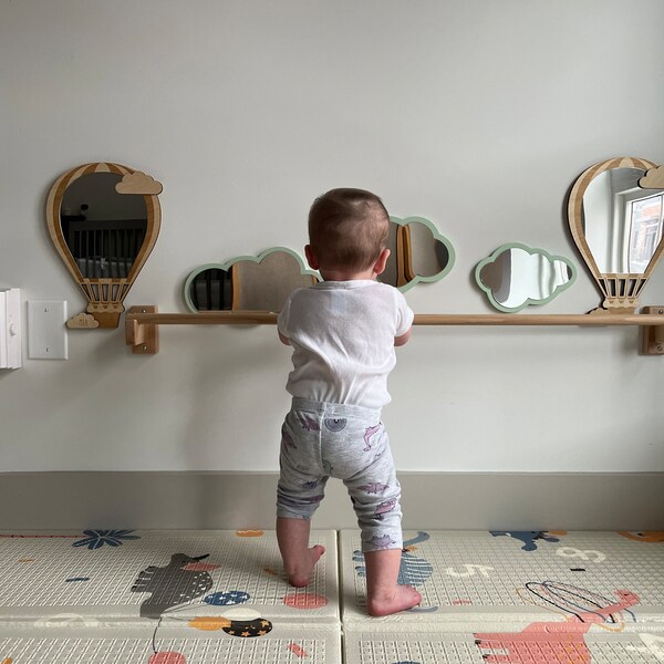 Wooden Mountain Shaped Kids Wall Mirror, Woodland Nursery Decor, Kids ...