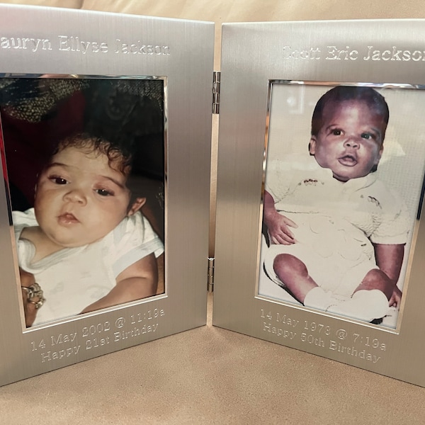 Twin Personalized Photo Frame 4x6 - Engraved Double Picture Frame for ...