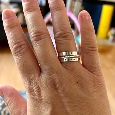 Gold Class Ring Set, Gold Filled Modern Class Rings, Personalized ...