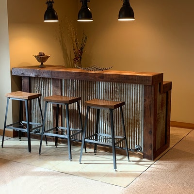 Custom Stained Rustic Bar - Etsy