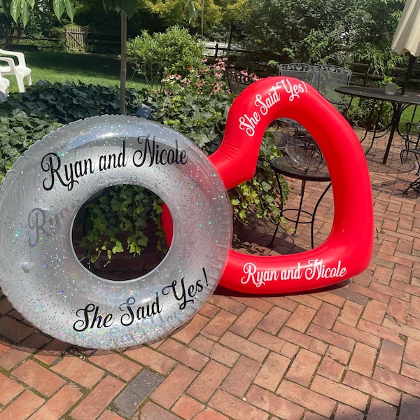Customized or Personalized Heart Pool Float, Engagement Ring Float ...
