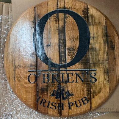 Whiskey Barrel Head Personalized Monogram Rustic Bar or Pub Sign - Etsy
