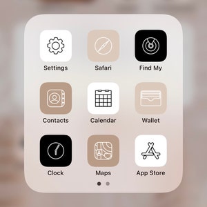 Minimalist App Icons, Black and White Aesthetic Boho iPhone Covers, App ...