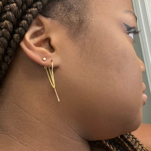 Double Piercing Earring - Two Hole Earring - Double Hole Earring ...