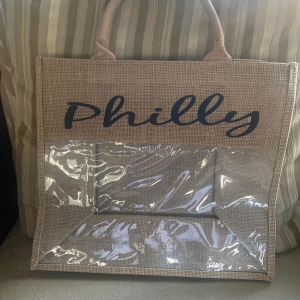 Custom Burlap and PVC Bag, Personalized Bridesmaid Gift Bag ...