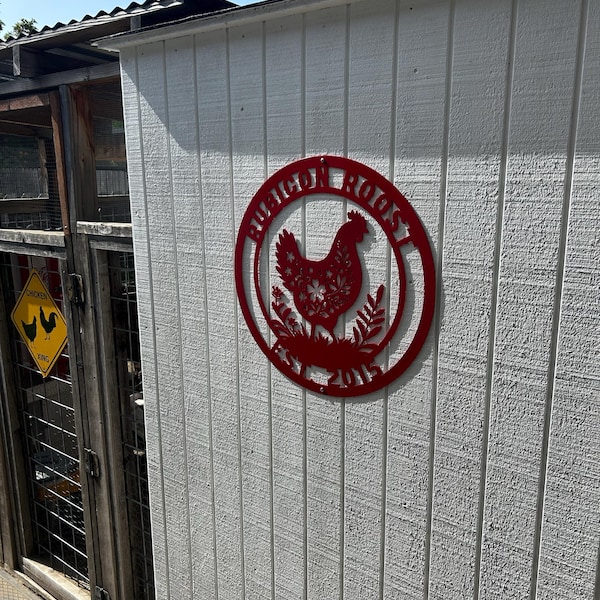 Metal Chicken Sign With Floral Design - Unique Personalized Farm Decor ...