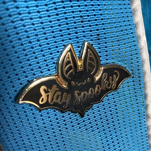 Stay Spooky Bat Hard Enamel Pin | Cute Goth Lapel Pin | Halloween Black ...