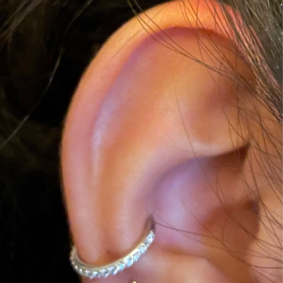 16G/18G/20G Paved Cartilage Conch Clicker Hoops CZ Hinged Clicker Hoops ...