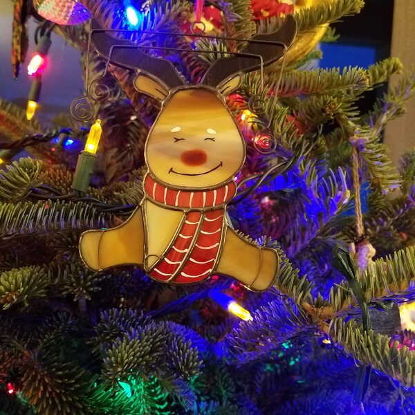 Reindeer Stained Glass Window Hangings Christmas Gifts Christmas ...